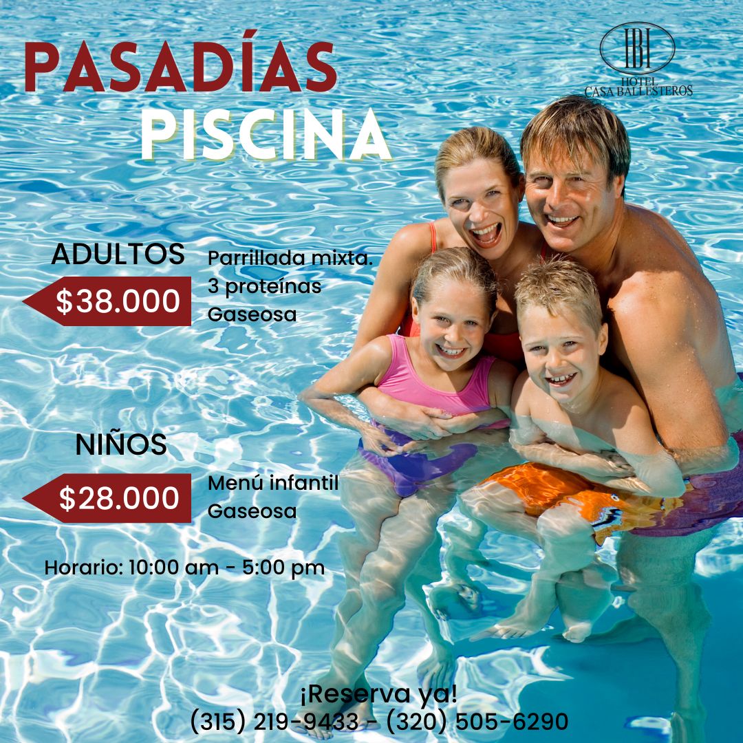 Pasadías piscinas del Casa Ballesteros en Barranquilla. Web Oficial.